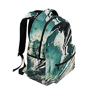 xigua Lightweight Backpack Marble Ripple Green Print Daypack Travel School Bag for College Women Men