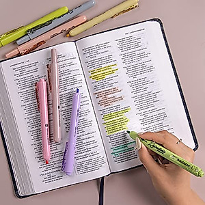 WRITECH Retractable Bible Highlighters Assorted: Pastel Colors No Bleed Aesthetic Marker Pen Chisel Tip, 12 pack