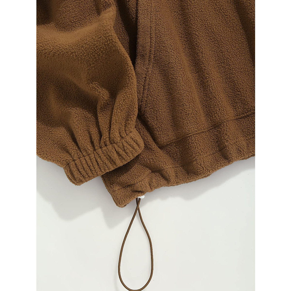 ZAFUL Men's Fluffy Polar Fleece Sweatshirt NEW YORK Embroidery Colorblock Half Zip Unisex Hoodie Coffee M