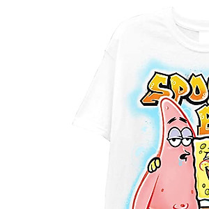 Mens Spongebob Squarepants Classic Shirt - Spongebob, Patrick & Krusty Krab T-Shirt (White, Medium)