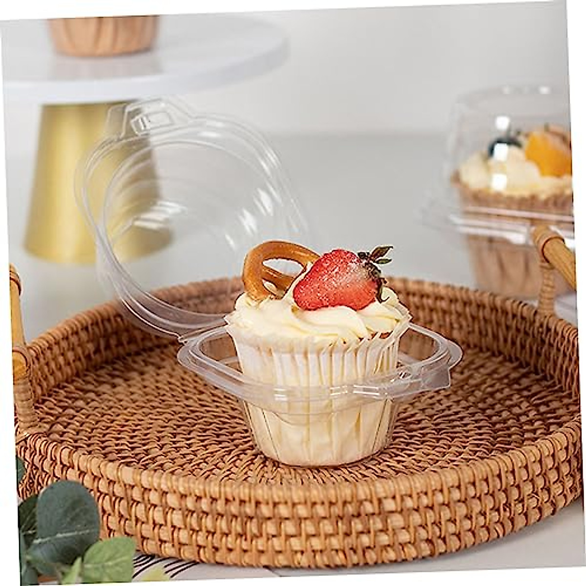 HEMOTON 100pcs Cupcake Packing Boxes Cake Packing Box Disposable Containers Mini Cake Boxes Mini Plastic Containers Dessert Holder Cups Cupcake Packaging Boxes Individual Cupcake Holder