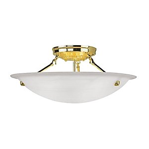 Livex Lighting 4274-02 Flush Mount with White Alabaster Glass Shades, Polished Brass