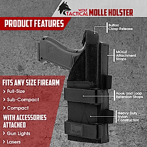 WOLF TACTICAL Molle Holster Universal Holster Molle Pistol Holster Airsoft Pistol Holster Nylon Tactical Holsters for Pistols