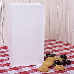 BagDream Paper Lunch Bags 12lb 50Pcs Kraft White Paper Bags, Bread Bags Paper Snack Bags 7x4.5x13.75 Inches Sack Lunch Bags