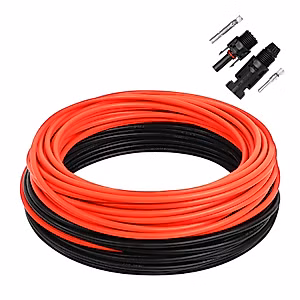 Beendou Solar Panel Cable - 20FT Red & 20FT Black Solar Panel Wire,10 AWG Solar Wire with Female and Male Connector,Solar Wire for Boat Marine/RV Solar Panels/Outdoor,20FT Solar Panel Wiring