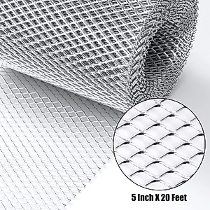 Gutter Guard Mesh 5 Inch x 20 Feet Aluminum Gutter Guard from Leaves Gutter Covers Screen Leaf Gutter Guard Protection for DIY Cutting Leaf Rain Gutter Guards, Silver