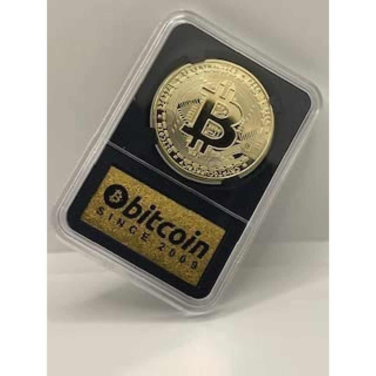 Bitcoin Coin in Collector's Edition Case: Limited Edition Physical Gold Coin with Crypto Coin Display Case | Cryptocurrency Coin with Realistic Details | Desk Home Office Idea for HODL Fans