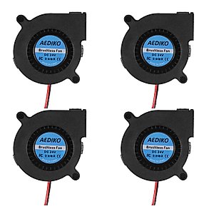 AEDIKO 4pcs 3D Printer Blower Fan 5015 DC 24V Brushless Cooling Fan Oil Bearing 50x50x15mm Fan with 2 Pin Terminal