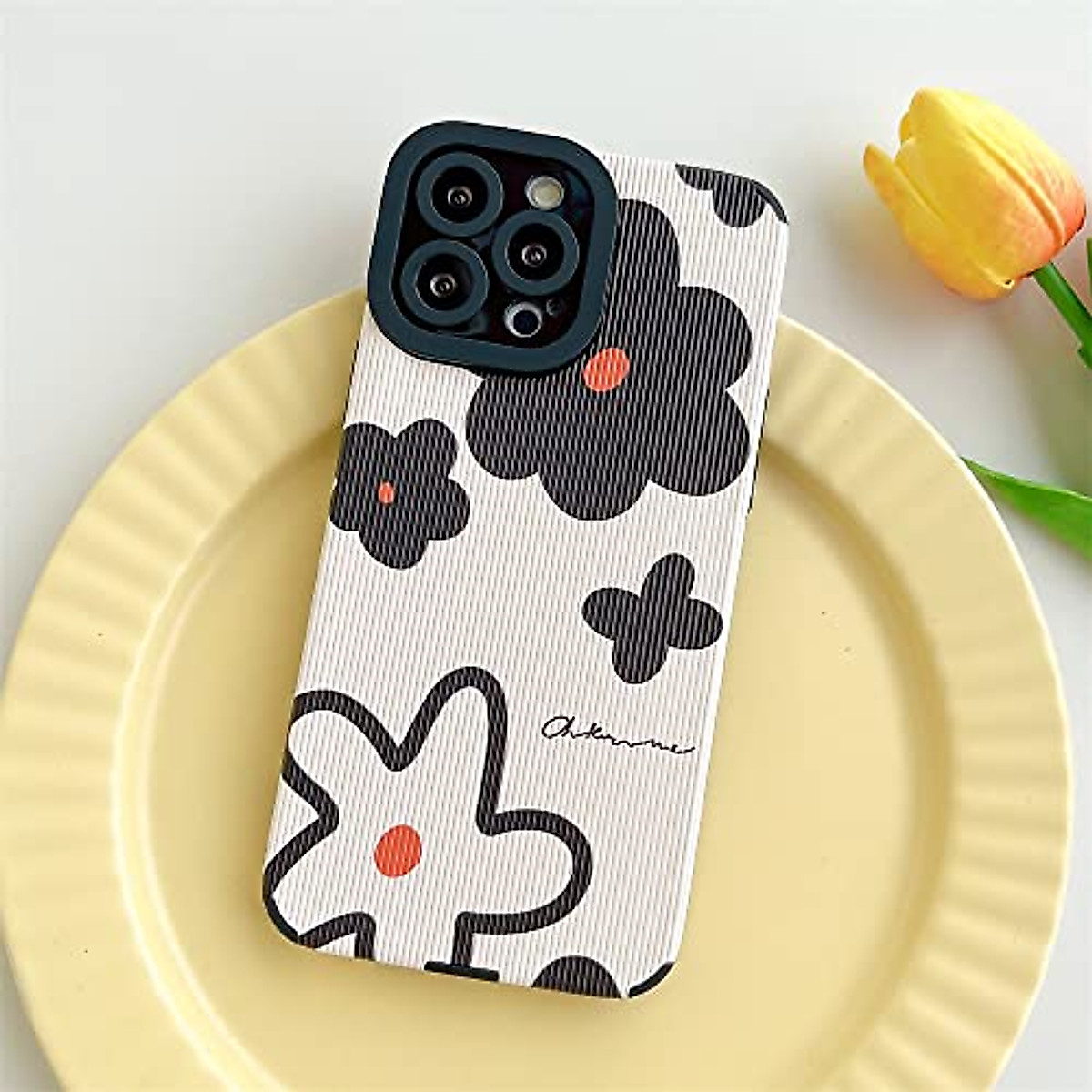 Phone Case Compaitble with iPhone 13 Pro Max Cover Fashion Cute Flower Pattern Design Silicone Protective Cases for Apple iPhone 13 Pro Max - White