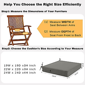 idee-home Outdoor Chair Cushions Set of 2, Outdoor Seat Cushions 19x19 Waterproof, Patio Chair Cushion Color Fastness with Ties Patio Furniture Garden Sofa Couch Pads