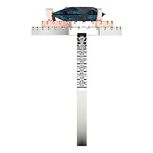 Clara Pucci 2.63ct Pear Cut Double Halo Solitaire with Accent Natural London Blue Topaz gemstone designer Modern Ring 14k 2 tone Gold