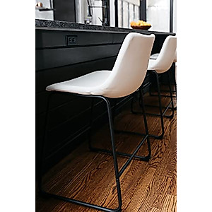Signature Design by Ashley Centiar Urban Industrial 23.75" Counter Height Bucket Seat Barstool, 2 Count, White