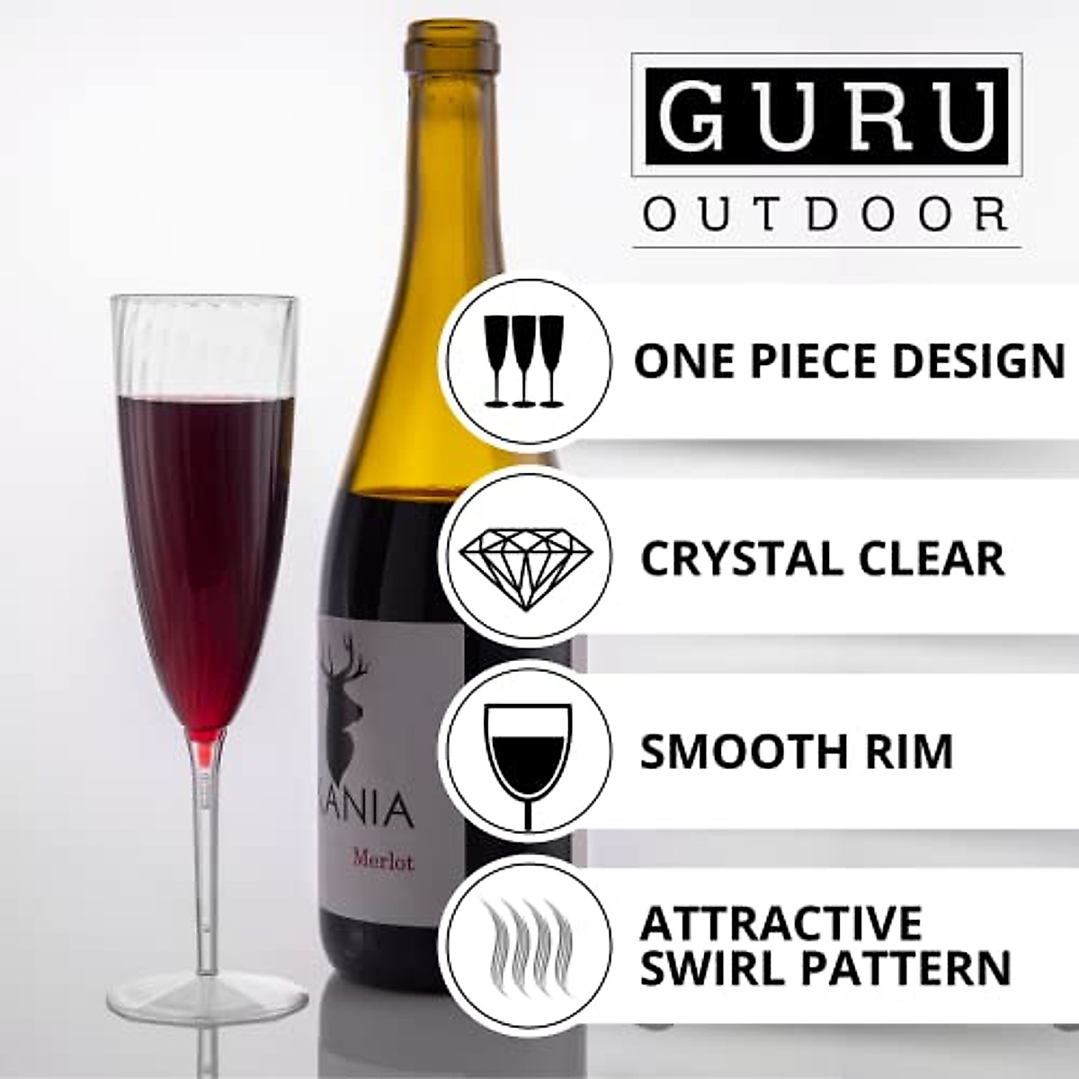 Plastic Champagne Flutes Disposable - Plastic Wine Glasses Set of 12 for Wedding - One Piece Champagne Flutes Plastic- 6 oz Plastic Cocktail Glasses - Plastic Mimosa Flutes - BPA Free Cups Set