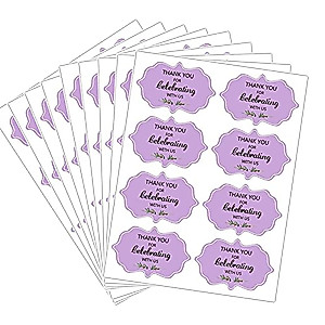 Thank You for Celebrating with Us Label Stickers,2 Inch Adhesive Wedding Favors Stickers,Decorative Stickers for Party Supplies(Purple,160PCS Per Pack)