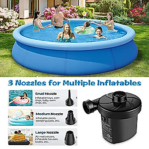 Raoccuy Above Ground Swimming Pool - 10ft x 30in for Family, Easy to Set Blow up Kiddie Pool, Inflatable Kids and Adults with Air Pump Outdoor Backyard Garden, Blue