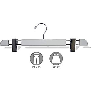 Stylish Wooden Bottoms Hanger with Low Profile and Extra Large Adjustable Clips, Hangers for Pants or Skirts with 360 Degree Chrome Swivel Hook by The Great American Hanger Company (25, White)