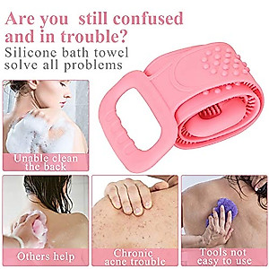 Back Scrubber for Shower，Lengthen Body Brush Exfoliating Loofah Brush Bathing Tool for Men Women,Hygienic Easy to Clean,Improves Blood Circulation and Skin Health(Pink)