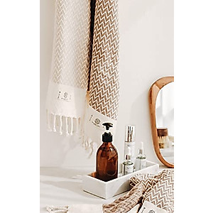 Madamelique Exclusive Hand Towels Set of 2-18 x 40 Inches - Decorative Bathroom Peshtemal Towel for Hand, Face, Hair, Yoga, Tea, Dishcloth, Kitchen and Bath - 100% Pure Cotton (Beige)