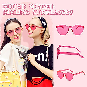 Matcheck 16 Round Shaped Rimless Sunglasses Transparent Candy Mixed Color Glasses Clear Party Eyewear for Women