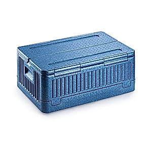 Camping Storage Crates Collapsible Storage Box 40L with Lids Plastic Foldable Crate Stackable and Space Saving Heavy-Duty Bin for Car Boot Home Closet (Color : Blue, Size : 60.5x41x24.5cm)
