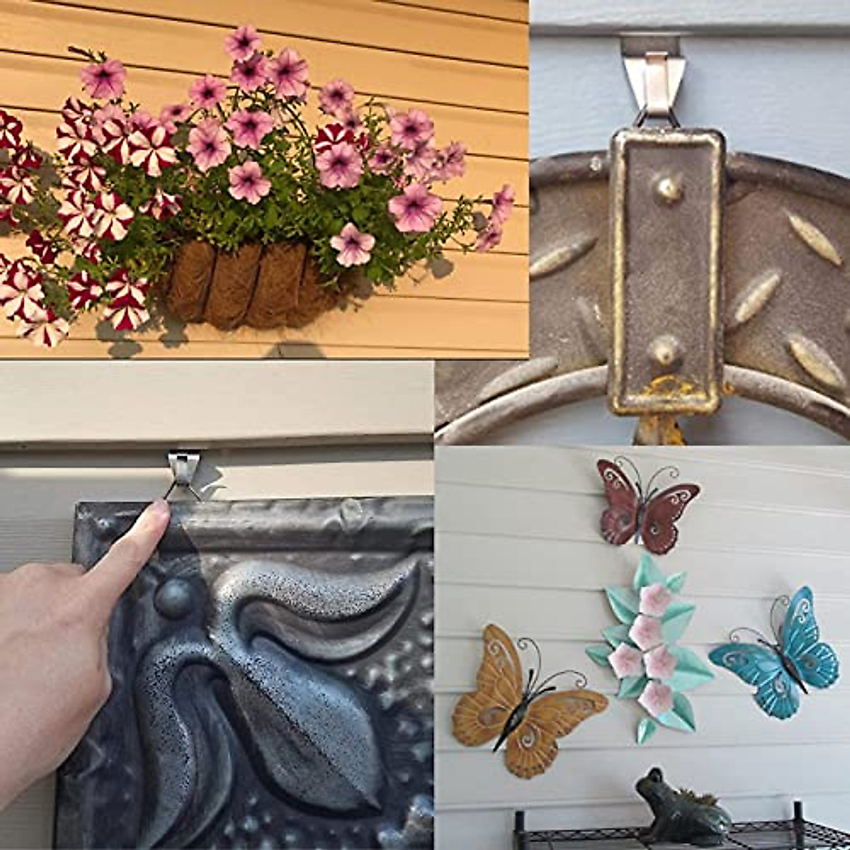 No-Hole Needed Vinyl Siding Hooks Hangers for Hanging 8 Pack, Heavy Duty Light Mailbox Planter Hanger 8 Pack