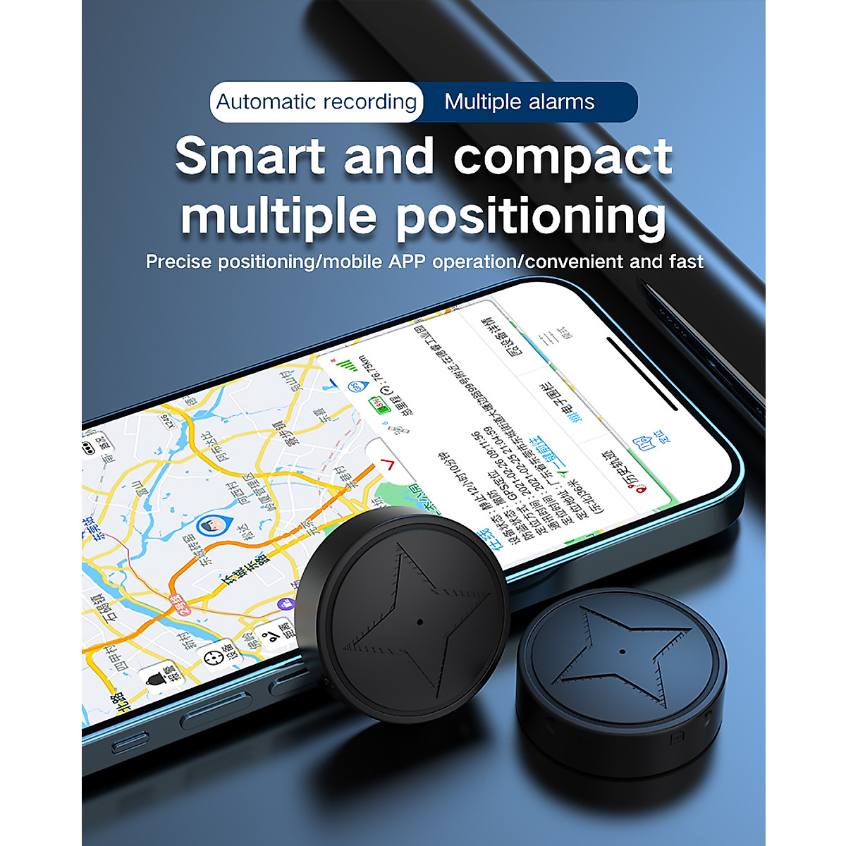 GPS Strong Magnetic Car Vehicle Tracking Anti-Lost Tracker, Multi-Function GPS Mini Locator, Monitoring, Automatic Recording/Voice Activated Callback with App, for Vehicles
