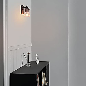 Globe Electric 51856 Wall Sconce Vanity, Matte, Seeded Glass Shade, Dakota (Black, 1-Light)