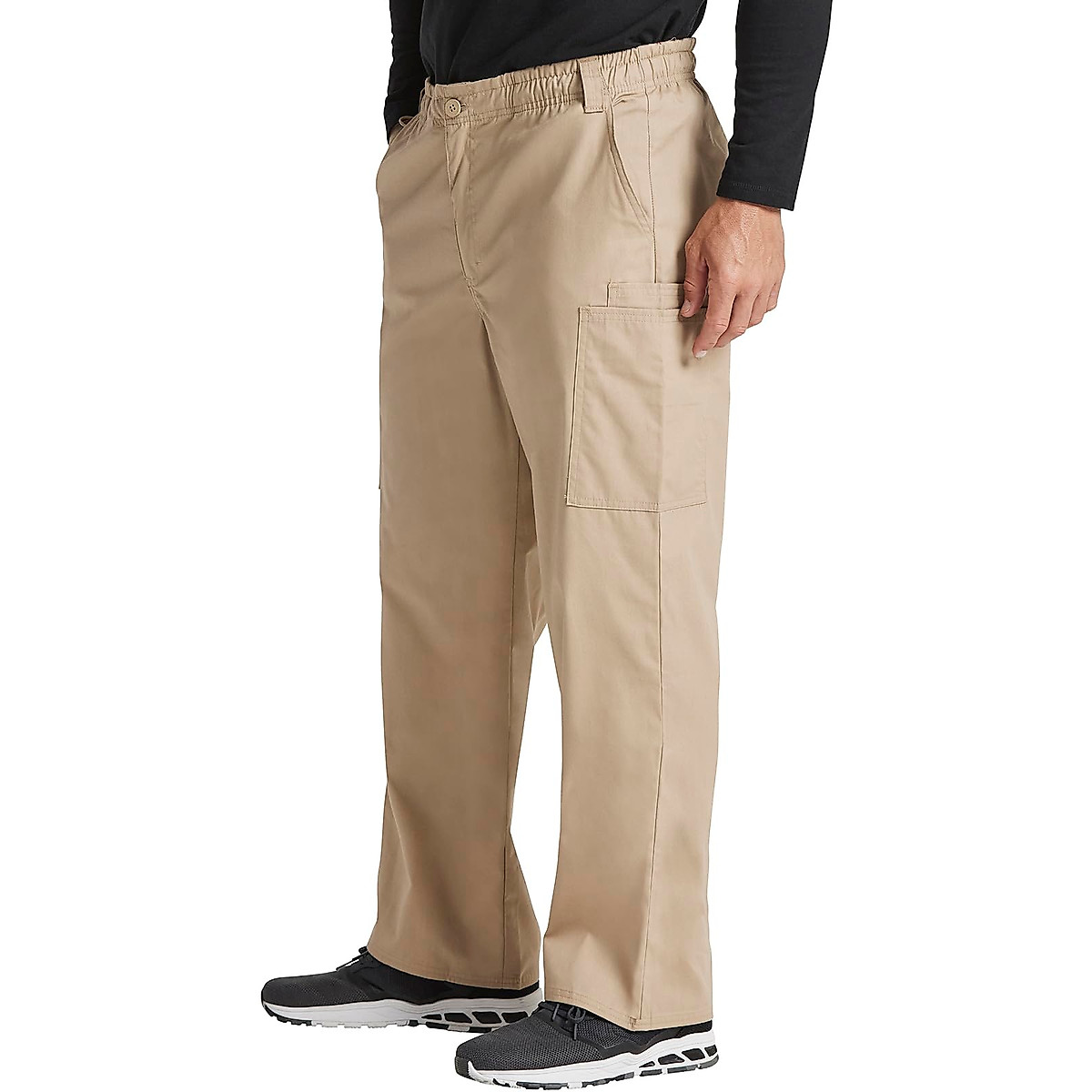 Dickies Men's Signature Elastic Waist Scrubs Pant, Dark Khaki Large Tall
