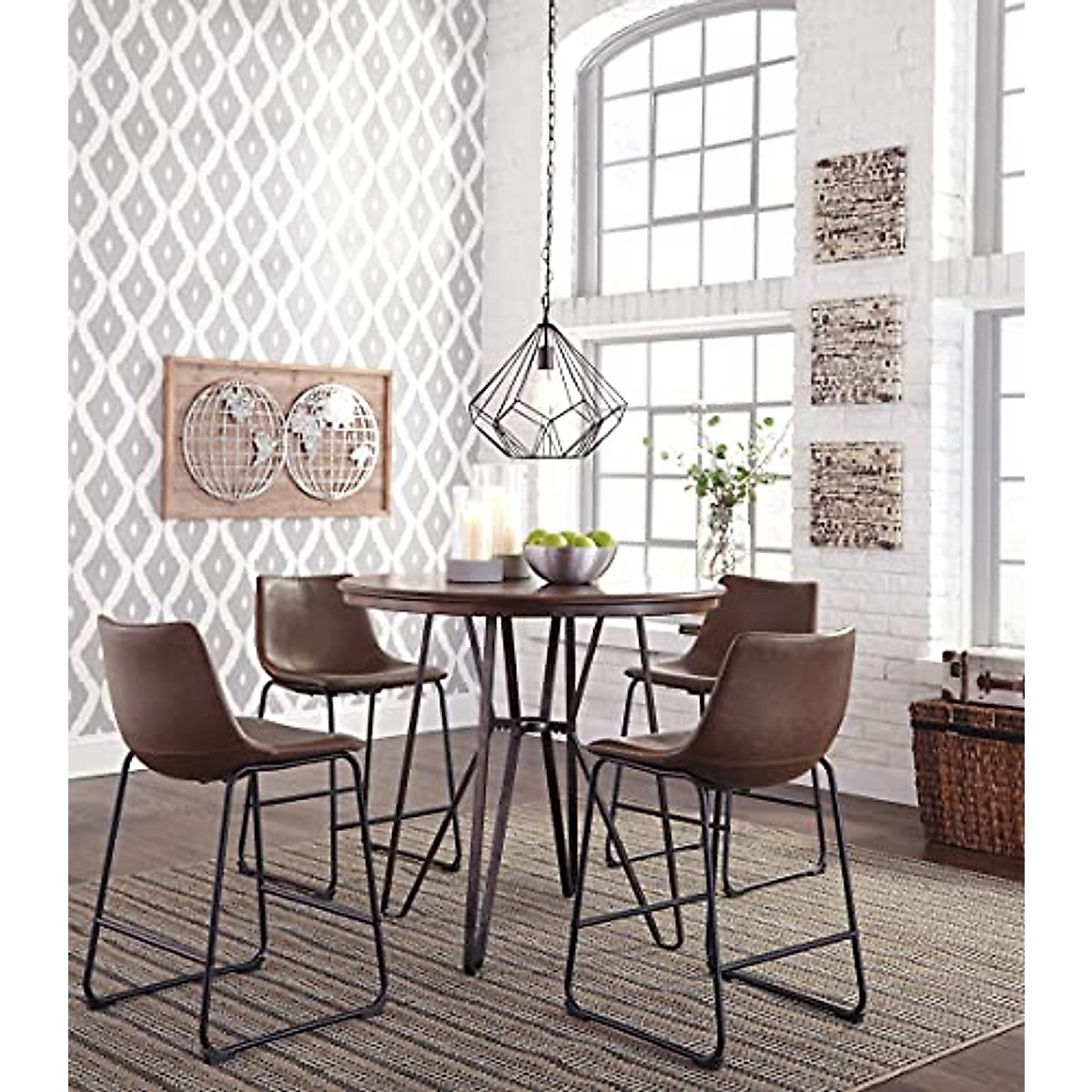 Signature Design by Ashley Centiar 24" Counter Height Modern Bucket Barstool 2 Count, Brown