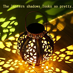 Outdoor Solar Lantern 2 Pack Outdoor Solar Hanging Lantern Retro Solar Lights with Handle Solar Garden Lights Decor for Yard Patio, Brown