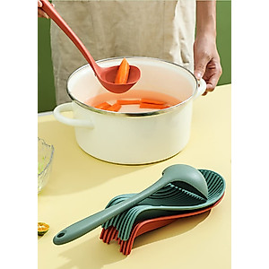2 Pieces Silicone Spoon Rest,Heat Resistant Spoon Rest,Large Spoon Holder for Kitchen Counter Stove Top, Dishwasher Safe.