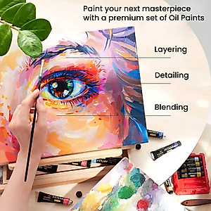 ARTEZA 24 Oil Paint Set, Oil Based Paints in 12ml/0.4 US fl oz Tubes, Richly Pigmented Oil Painting Supplies