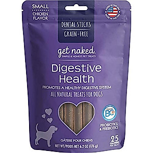 Get Naked Digestive Health Dental Chew Sticks For Dogs, Small/6.2-Ounce, 18 Sticks/Pack