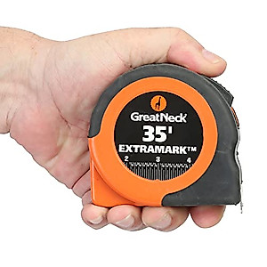 GreatNeck 95010 35 Ft. x 1 Inch ExtraMark Tape Measure, Tape Measure with Fractions, Tape Measure Retractable, Measuring Tape Easy Read
