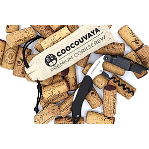 Coocouvaya Wise Products Premium Professional Corkscrew Wine Bottle Opener Black Edition for Wine Lovers, Sommeliers, Waiters and Bartenders Eco friendly pouch and packaging.(1 PACK)