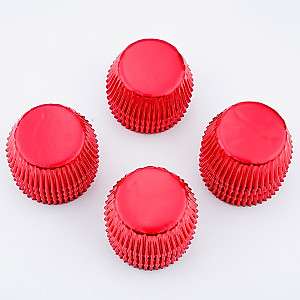 Gifbera Mini Foil Muffin Cupcake Liners Red Wrappers for Christmas Wedding Party, 300-Count