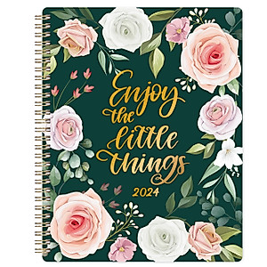 2024 Planner - Planner/Calendar 2024, Jan 2024 - Dec 2024, 2024 Planner Weekly and Monthly with Tabs, 8" x 10", Flexible Cover + Thick Paper + Twin-Wire Binding, Perfect Daily Organizer - Floral