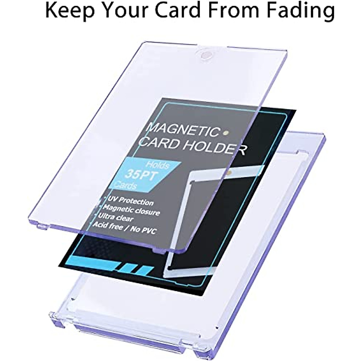 50ct Magnetic Card Holder 35pt, Card case Holder for Trading Cards，Card Protectors Hard Plastic, Card Sleeves Display case for Baseball Card Sports Cards
