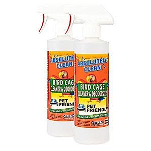 Absolutely Clean Amazing Bird Cage Cleaner and Deodorizer - Just Spray/Wipe - Safely & Easily Removes Bird Messes Quickly and Easily - Made in The US (16 Fl Oz (Pack of 2))