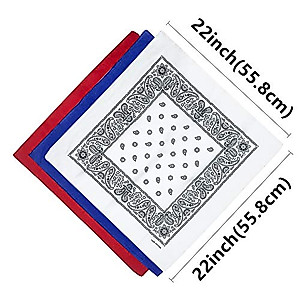 Vamqor 12pcs Bandana for women and men 100% Cotton Custom Fashion Paisley Design Multifunctional Outdoor Square Handkerchief（green）