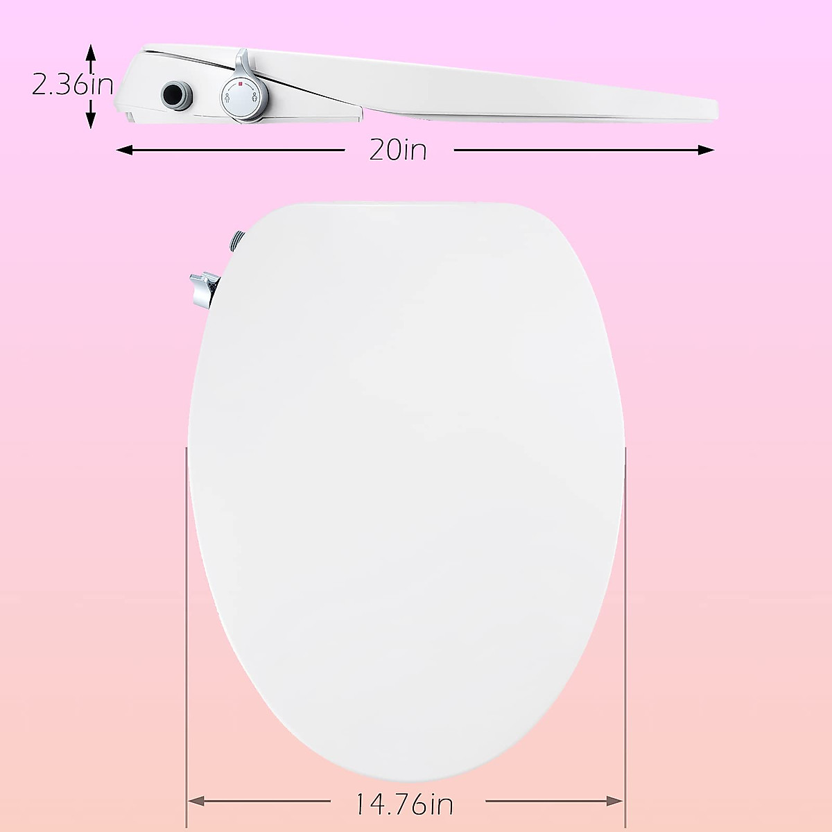 Non-Electric Elongated Bidet Toilet Seat with Slow-Close Technology