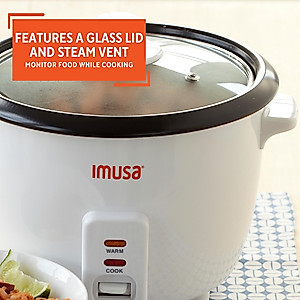 IMUSA USA GAU-00011 Electric Nonstick Rice Cooker 3-Cup (Uncooked) 6-Cup (Cooked), White