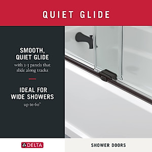 Delta Shower Doors SD3927434 Classic Semi-Frameless Contemporary Sliding Bathtub 60" x58-3/4, Nickel Track