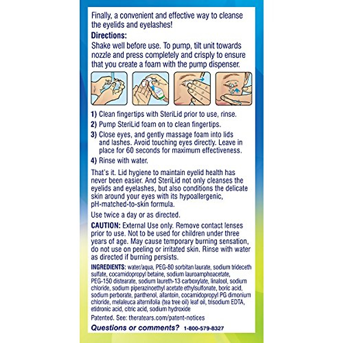 TheraTears Sterilid Eyelid Cleanser, Lid Scrub for Eyes and Eyelashes, Contains Tea Tree Oil, 48 mL, 1.62 Fl oz Foam Pump