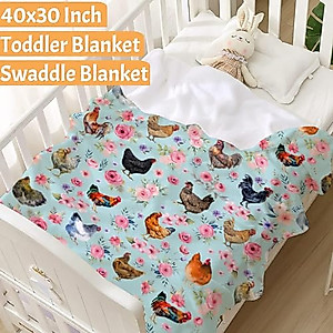 Chicken Flower Blanket-Chicken Blanket for Boys, Girls Chicken Gift for Chicken Lovers-Cozy Soft Flannel Lightweight and Warm Used for Room Bed Camping 40"x50" for Kids Children
