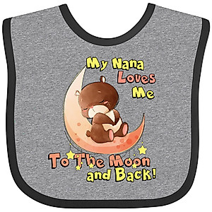 inktastic My Nana Loves Me To the Moon and Back Baby Bib Heather and Black 350b4
