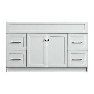 White 54 Inches Shaker Vanity Bathroom 4 Drawers 2 Doors Cabinet Single Sink Base Bath Wall Faucet Vanities Traditional Kitchen Wood Hardwood 54" W x 21-1/2"D x 33-1/2"H of Set