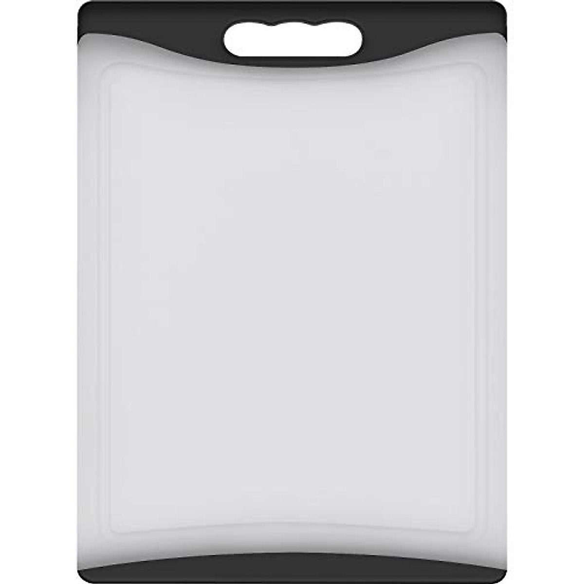 Extra Large Cutting Board, 17.33" Plastic Cutting Board for Kitchen Dishwasher Chopping Board with Juice Grooves Kitchen Cutting Board with Easy Grip Handle, Clear and Black,XL, Kikcoin