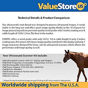 Portable Ultrasound Scanner Veterinary Pregnancy V16 with 7.5 MHz Rectal Probe for Cattle, Horse, Camel, Equine and Cow.