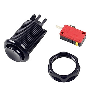 Fosiya 7X Arcade Buttons 30mm Happ Type Standard Push Buttons Switch with 20cm Cable for Arcade Joystick Arcade1up Games Console (Black)